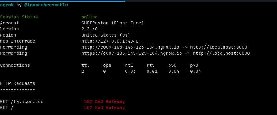 Problem with Python (FastAPI, uvicorn) and ngrok · Issue #826 · inconshreveable/ngrok · GitHub