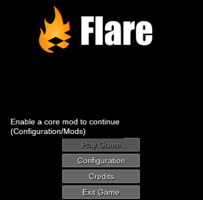 Clearer tip in title screen when no core mod set · Issue #1828 · flareteam/flare-engine · GitHub