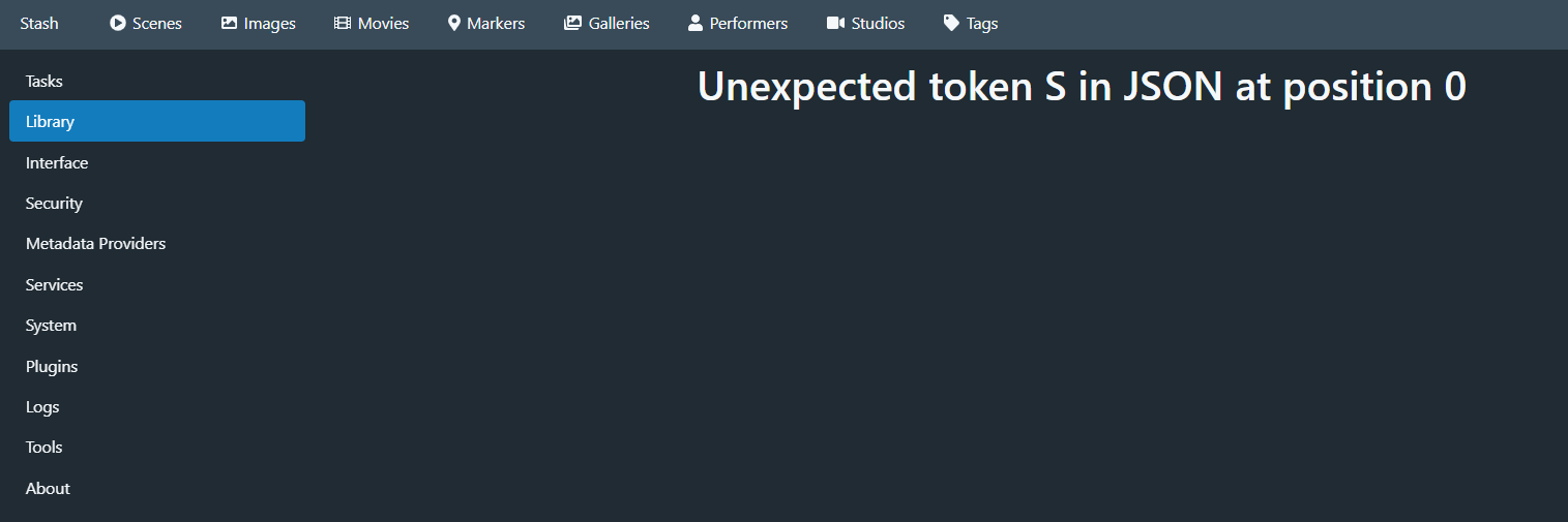 [Bug Report] Unexpected TOken S · Issue #2216 · stashapp/stash · GitHub