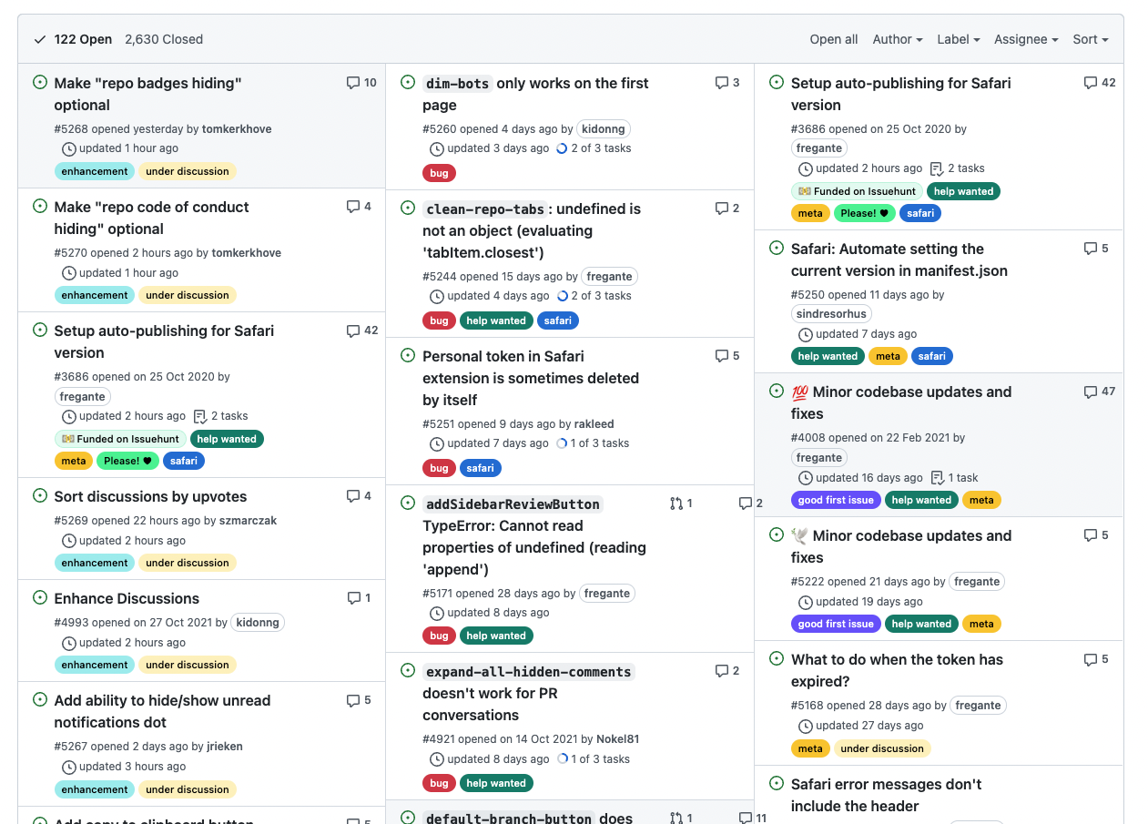 Github Issues In Columns · Issue 5272 · Refined Githubrefined Github · Github