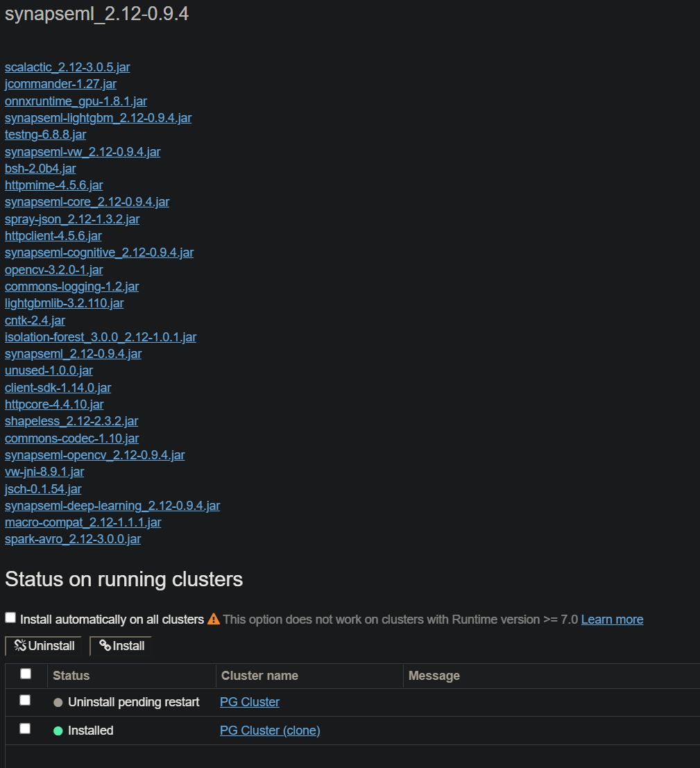 Unable to install in Databricks · Issue #1287 · microsoft/SynapseML · GitHub