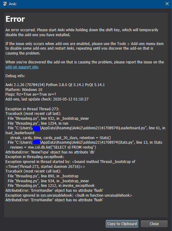 Error when closing Anki before closing Leaderboard (Anki 2.1.26) · Issue #76 · ThoreBor/Anki ...