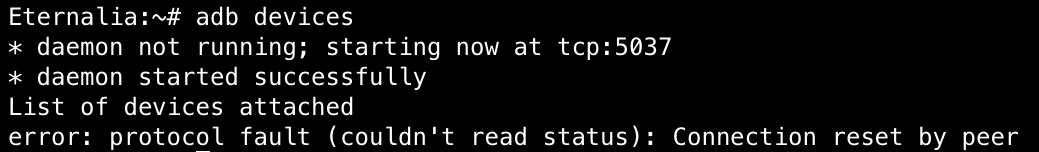 Adb error protocol fault · Issue #1324 · ish-app/ish · GitHub
