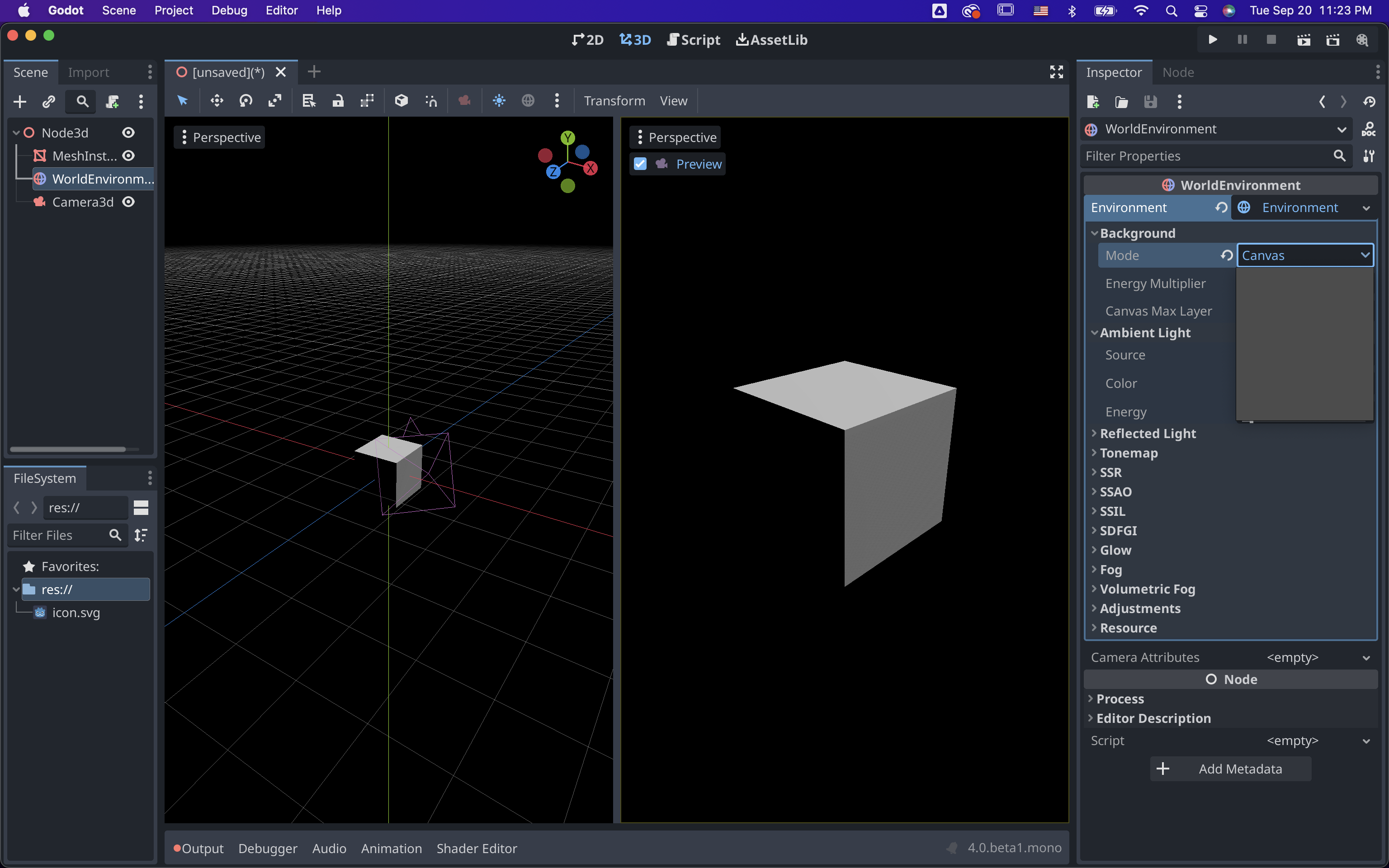 Dropdown is blank when Canvas is chosen for Environment Background Mode · Issue #66199 ...