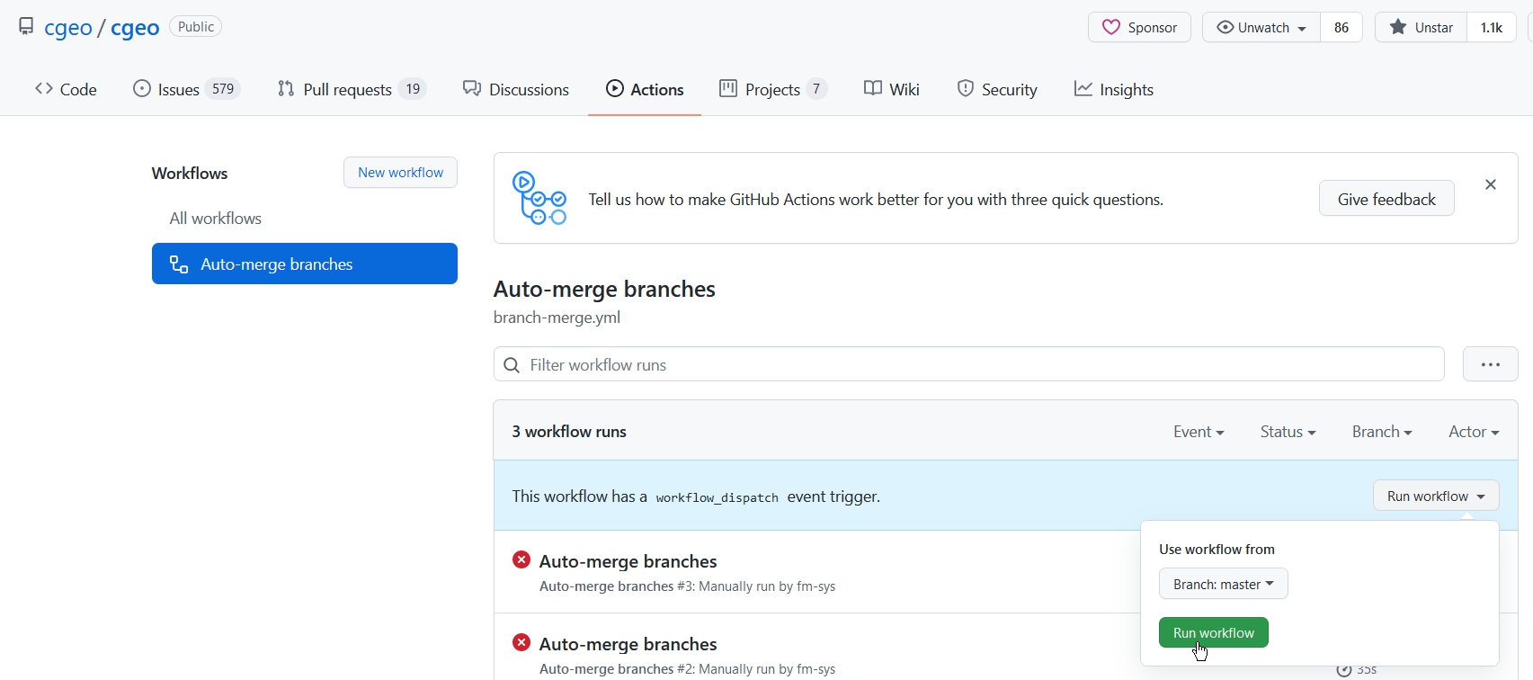 Give Workflow Suitable Permissions To Push To Master · Issue 11737 · Cgeocgeo · Github 
