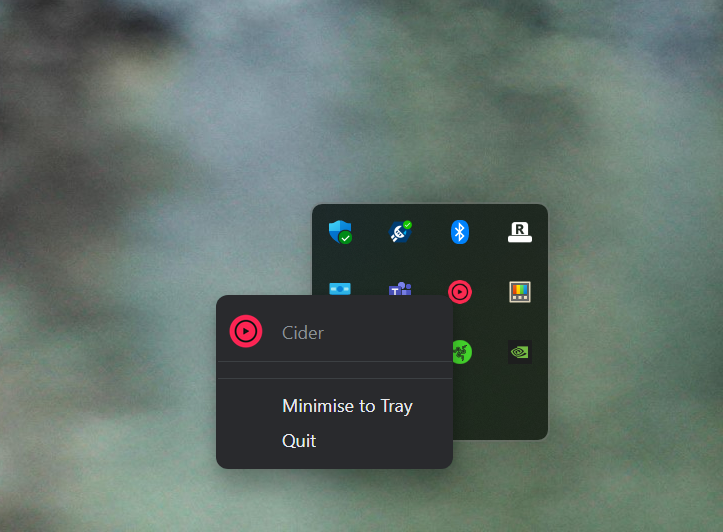 [Bug]: There is an empty line in the system tray menu · Issue #1136 · ciderapp/Cider · GitHub