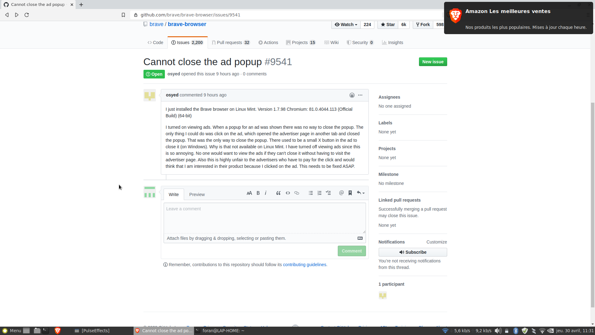 Cannot close the ad popup · Issue #9541 · brave/brave-browser · GitHub