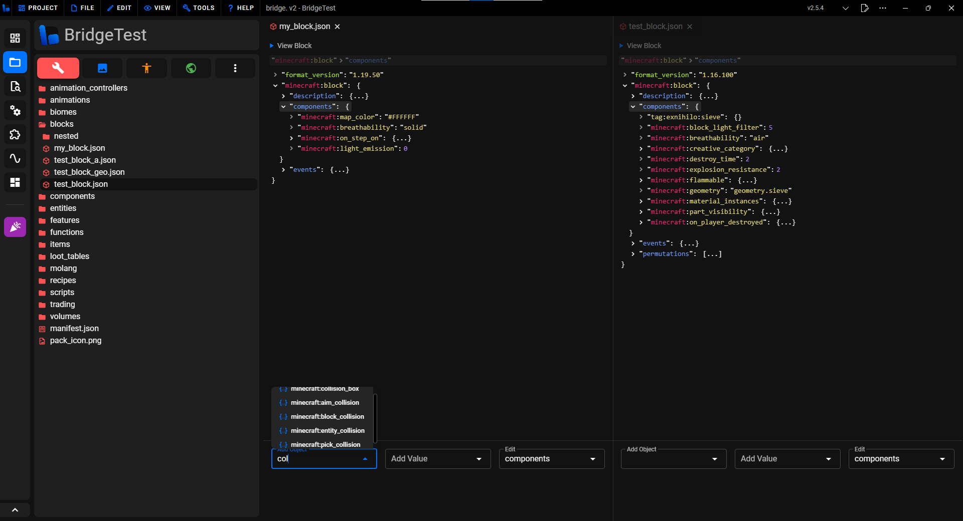 Tree Editor Incorrect Auto Complete When Two Tabs Are Open In Split 