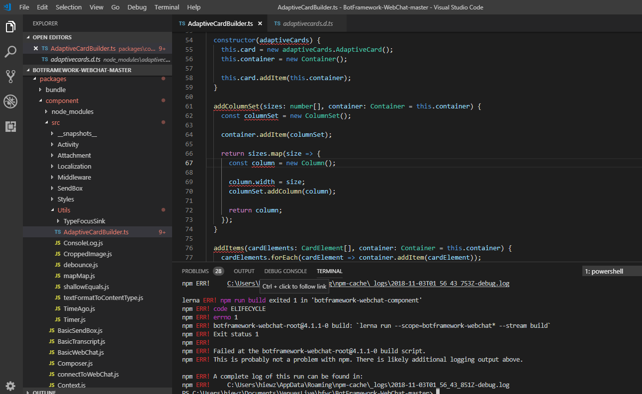 Master branch does not compile · Issue #1300 · microsoft/BotFramework-WebChat · GitHub