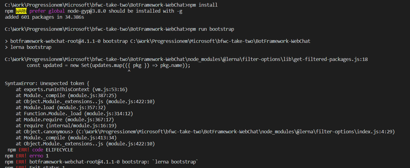 Master branch does not compile · Issue #1300 · microsoft/BotFramework-WebChat · GitHub
