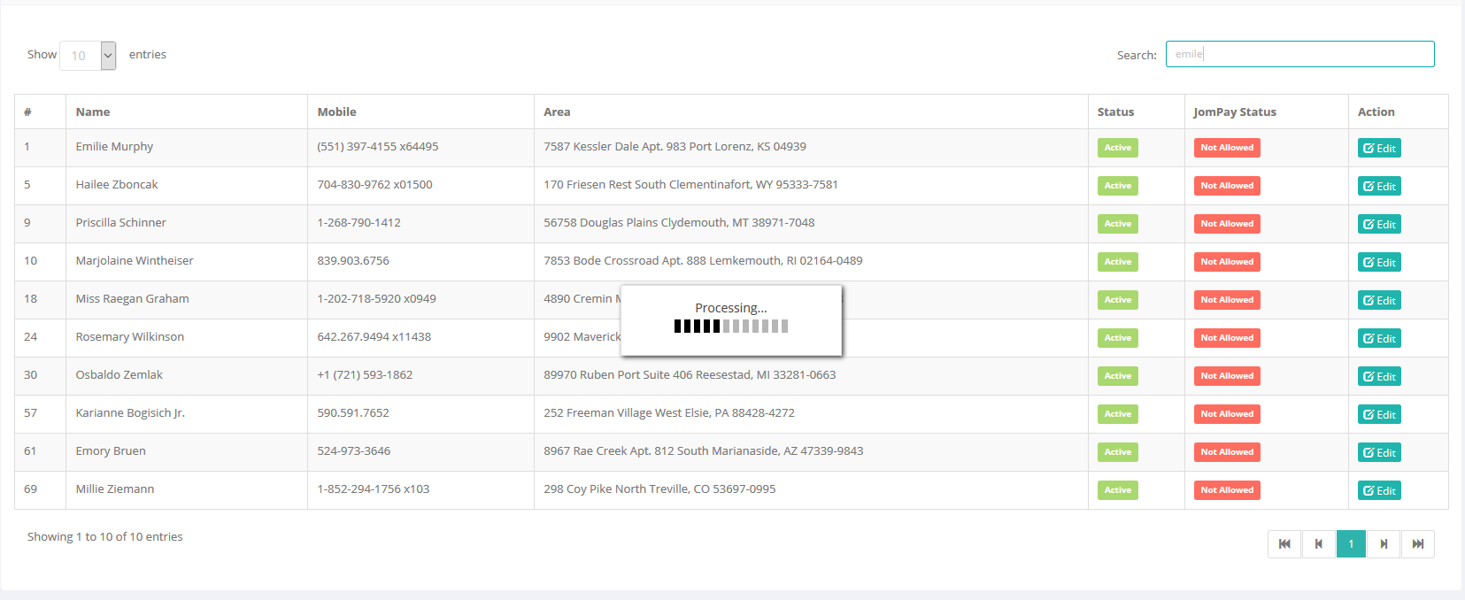 Datatable Filter 
