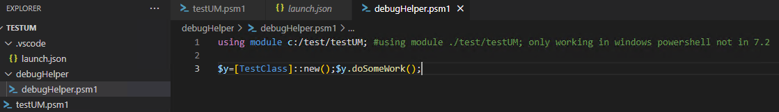Debug a module with "using module" using launch.json after version 2021.12.0 not working ...