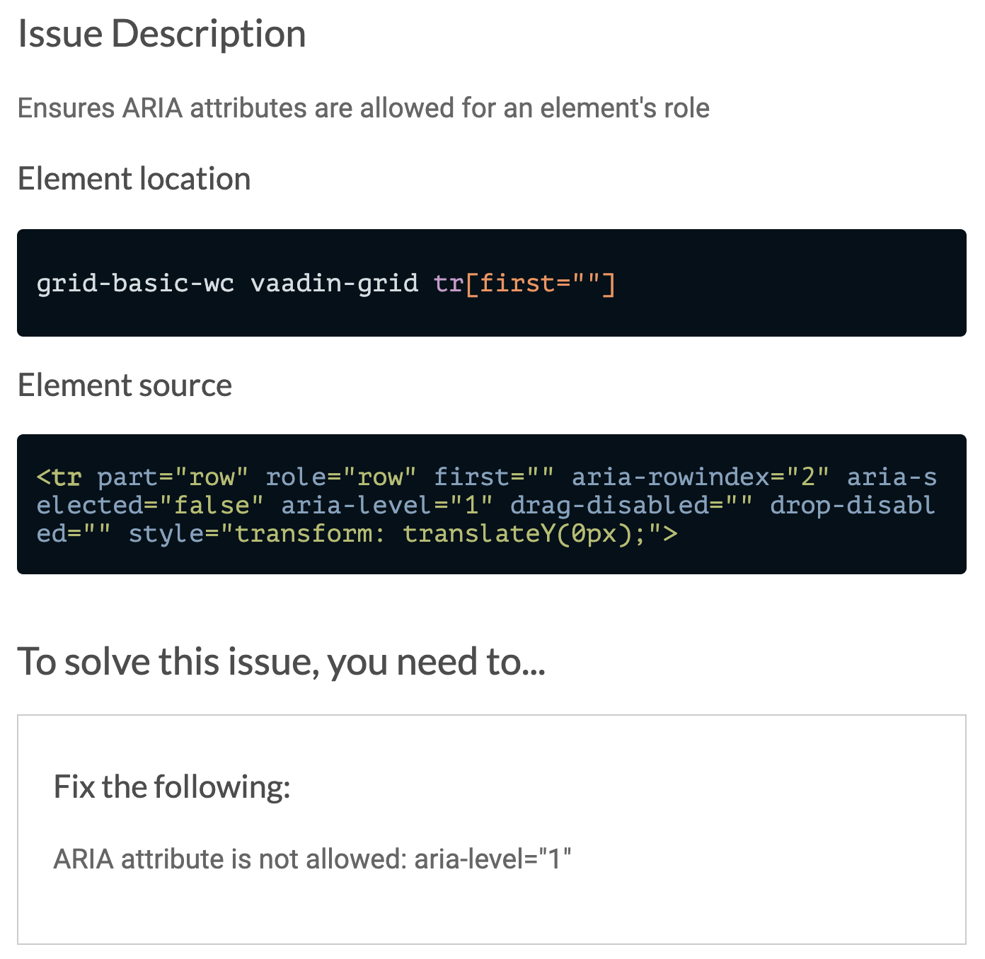 [grid]: ARIA attribute is not allowed: aria-level="1" · Issue #3180 ...