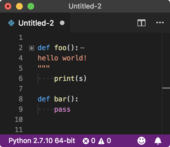 Folding In Python Code Broken By Unindented Multi line Strings Issue 