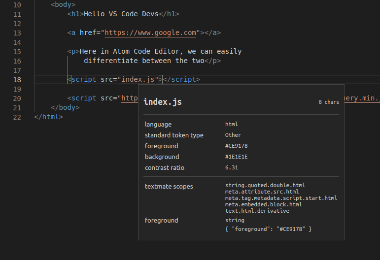 No option to change color of URL string in code like in other editors ...