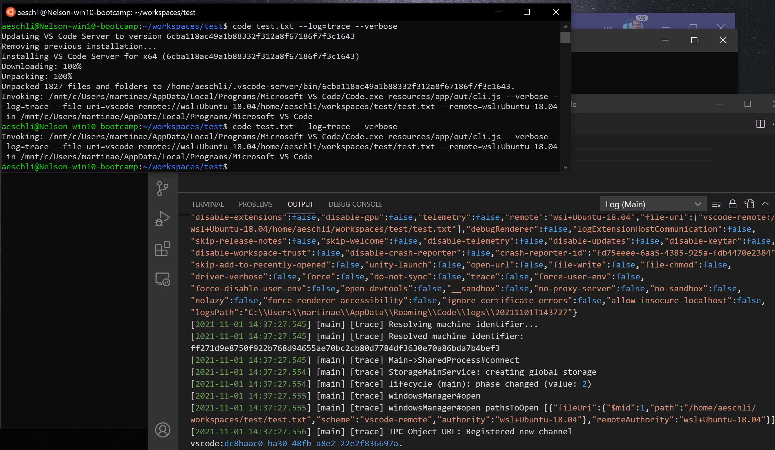 [remote] "code" command spawns multiple blank windows instead of opening a file when called from ...