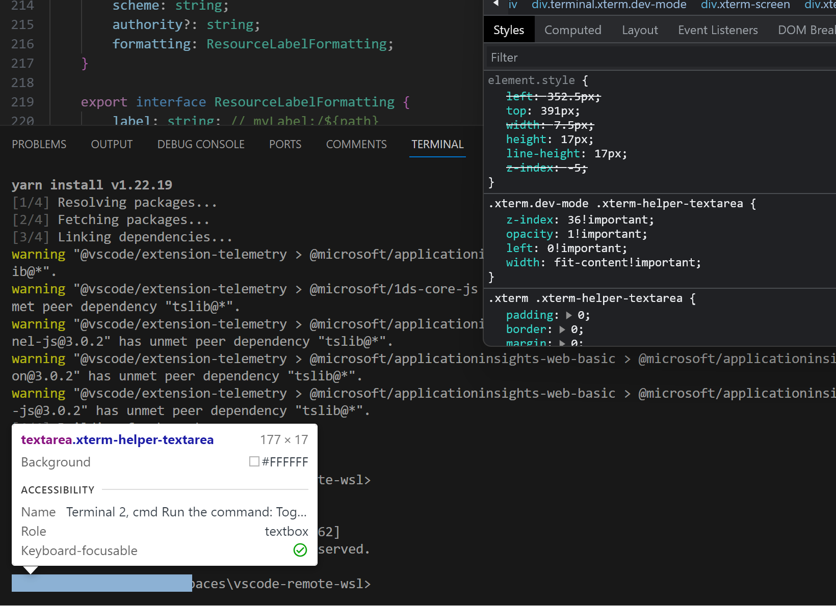 Terminal: White bar on top of terminal · Issue #192136 · microsoft/vscode · GitHub