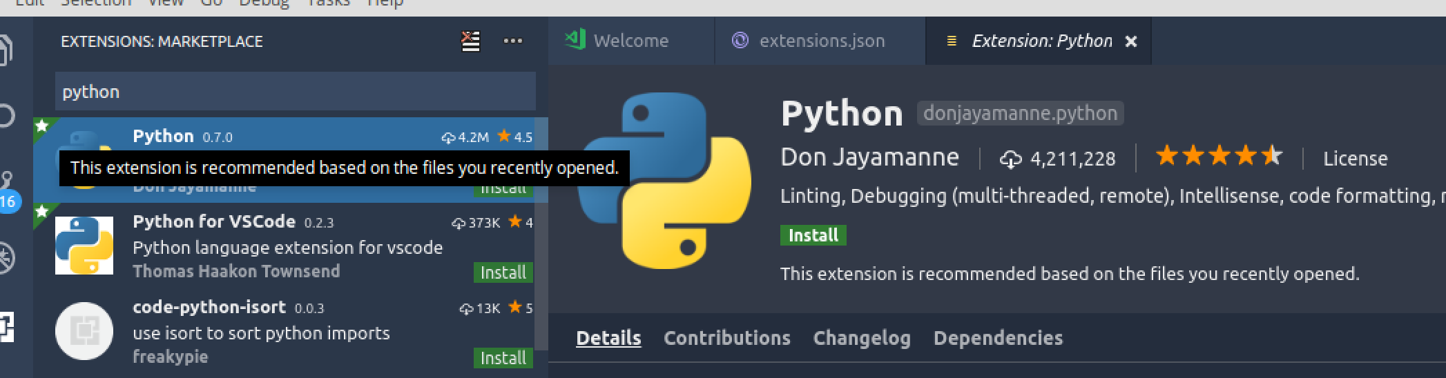 Extension recommended explanation not really correct · Issue #37227 ...