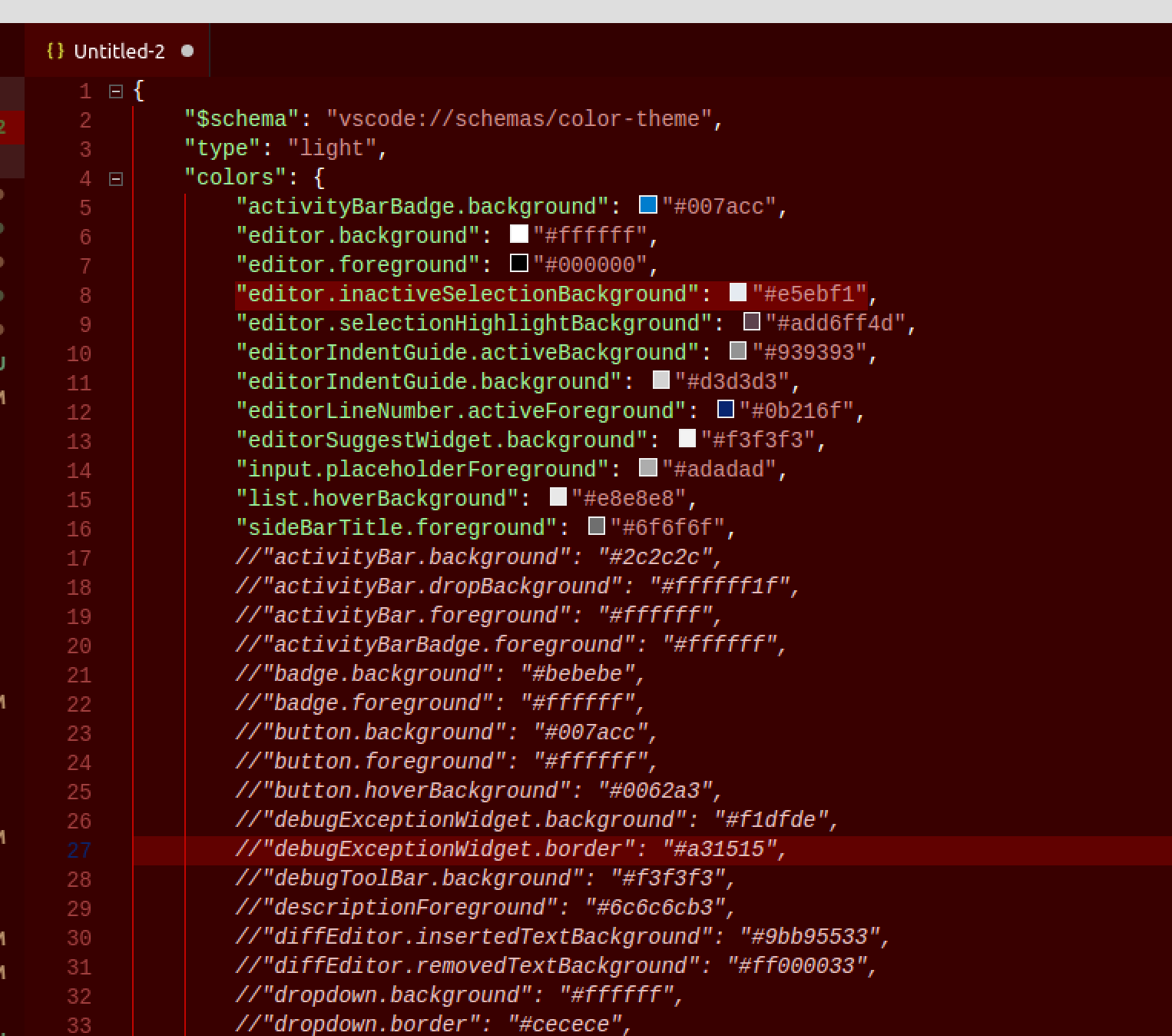 Complete JSON of colorCustomizations · Issue #1588 · microsoft/vscode-docs · GitHub