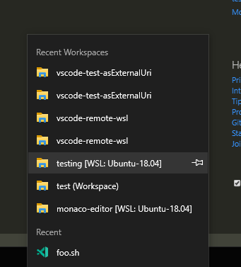 WSL: Improve formatting on "recent workspaces" list · Issue #1633 · microsoft/vscode-remote ...
