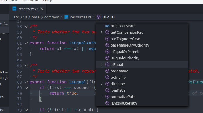 class/function navigation bar similar to the Visual Studio · Issue ...