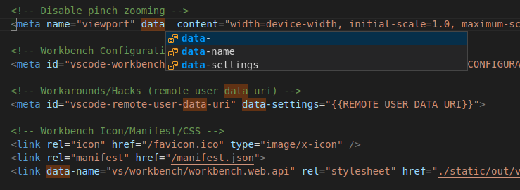 HTML data-* Attribute Snippet · Issue #100069 · microsoft/vscode · GitHub