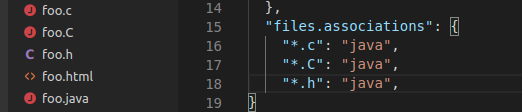 "files.associations" does not work for C/C++ header files [*.h, *.hh ...