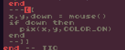 Syntax highlighting bug · Issue #370 · nesbox/TIC-80 · GitHub