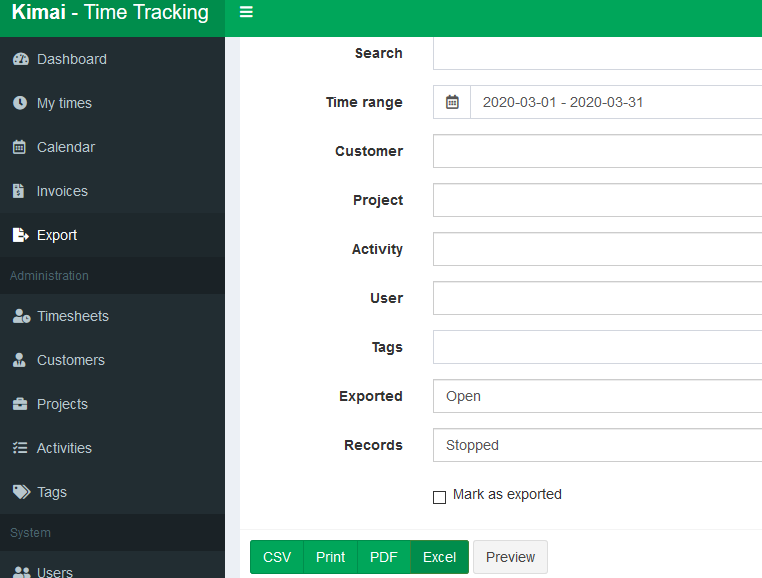 Excel export with table format · Issue #1512 · kimai/kimai · GitHub