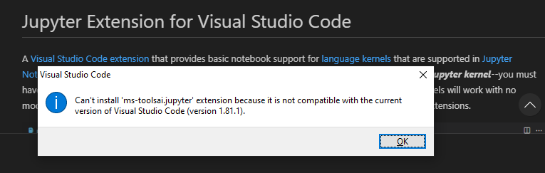 Can T Install Extension Because It S Not Compatible With The Current Version Of Vscode · Issue