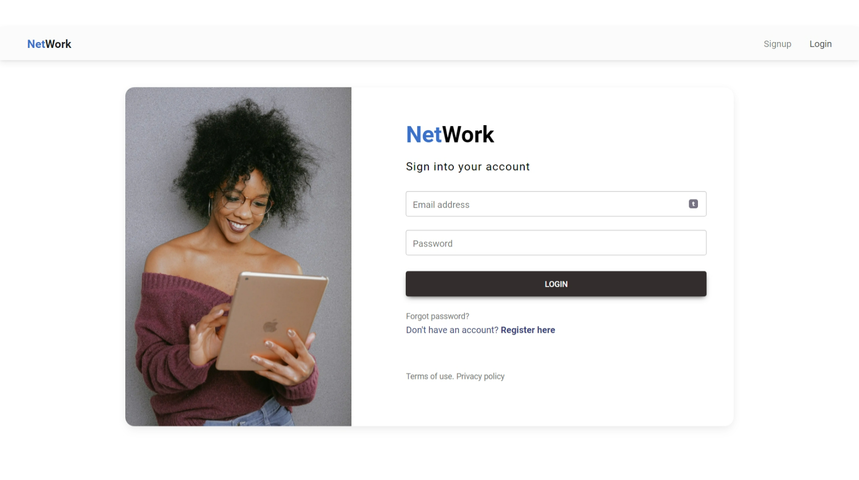 GitHub - shamilkotta/NetWork: A simple Nodejs crud app that have user signup, login and profile ...
