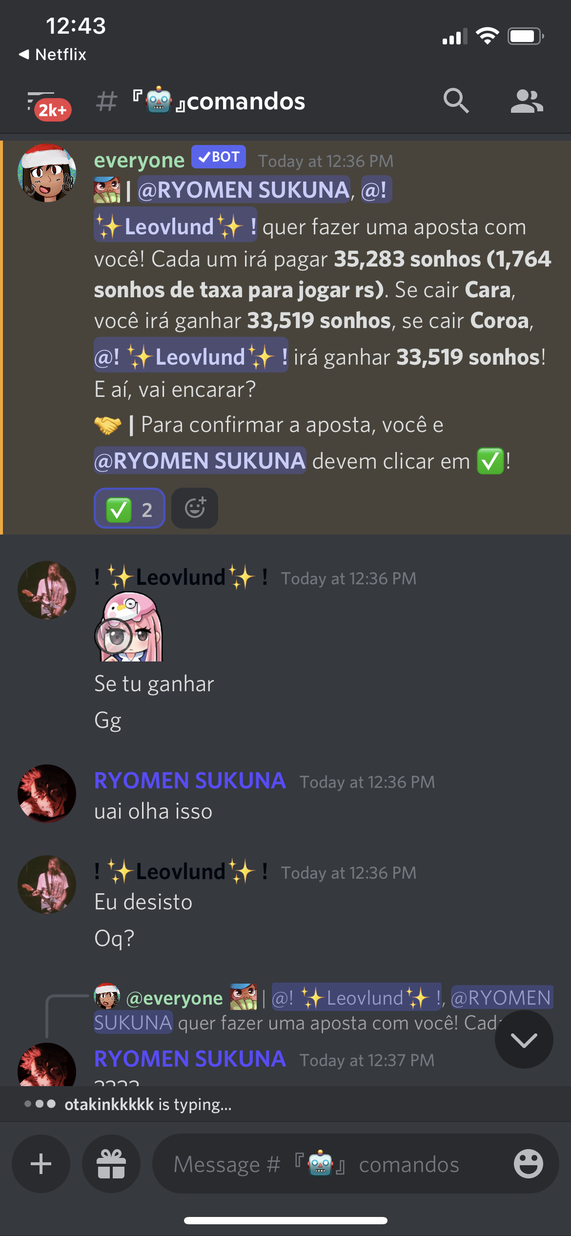 Acho que encontrei um bug no coinflip · Issue #313 · LorittaBot/DreamLand · GitHub