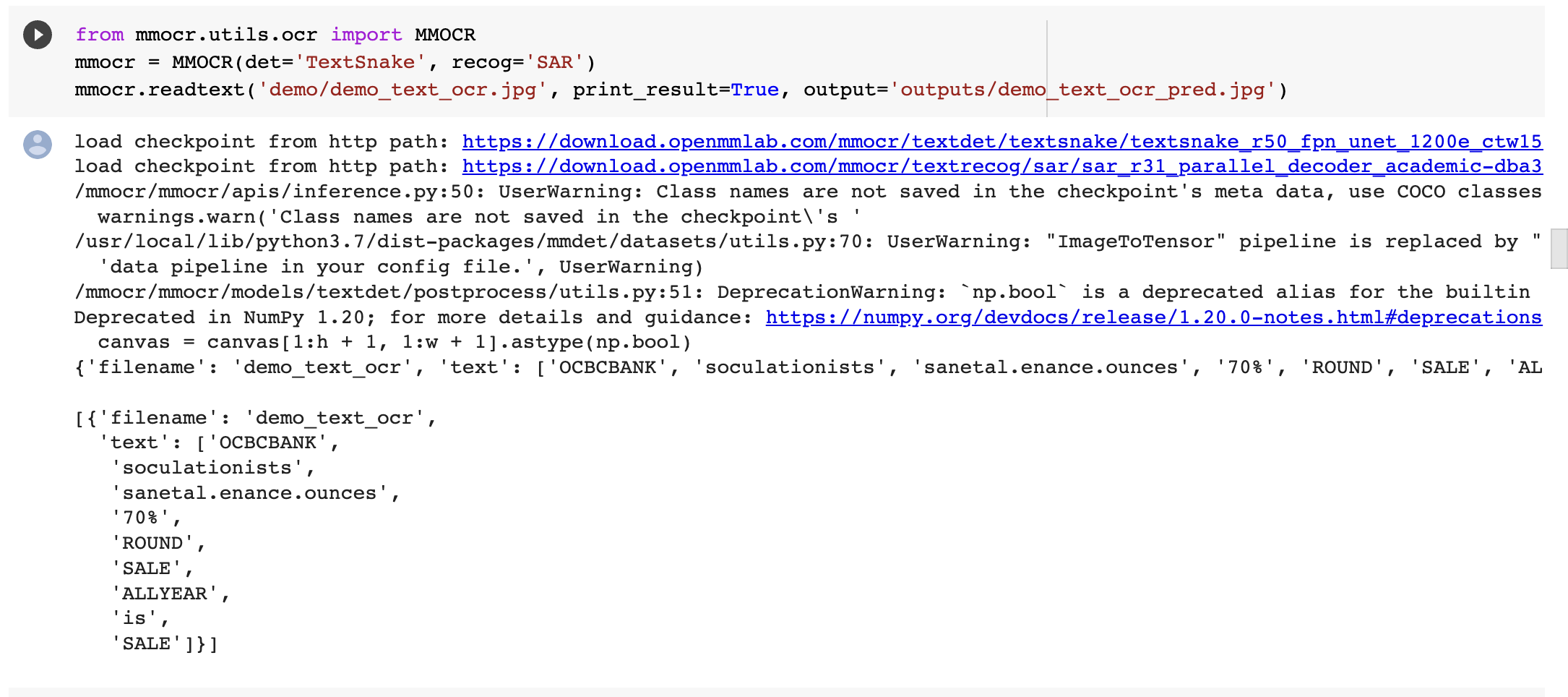 Help: How can I get the ouput json format? · Issue #1149 · open-mmlab/mmocr · GitHub