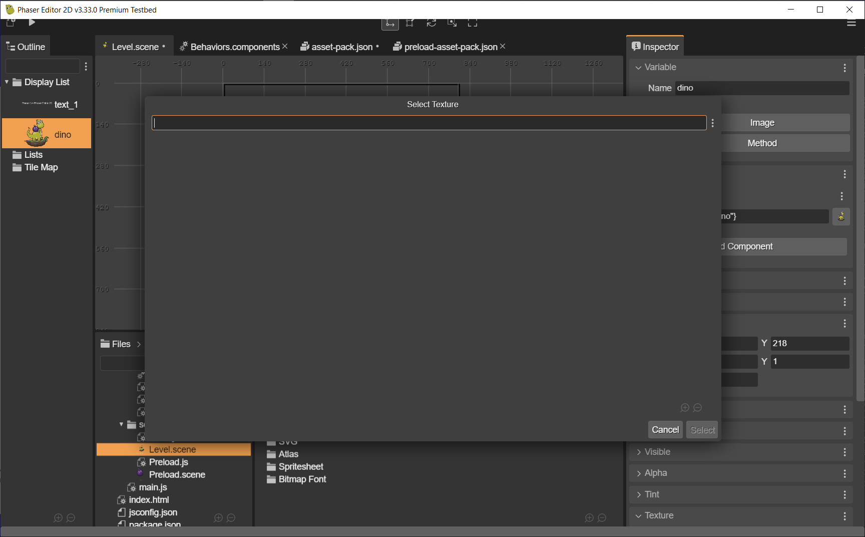 No Textures are Available to Select from the Select Texture Window When Using Components · Issue ...