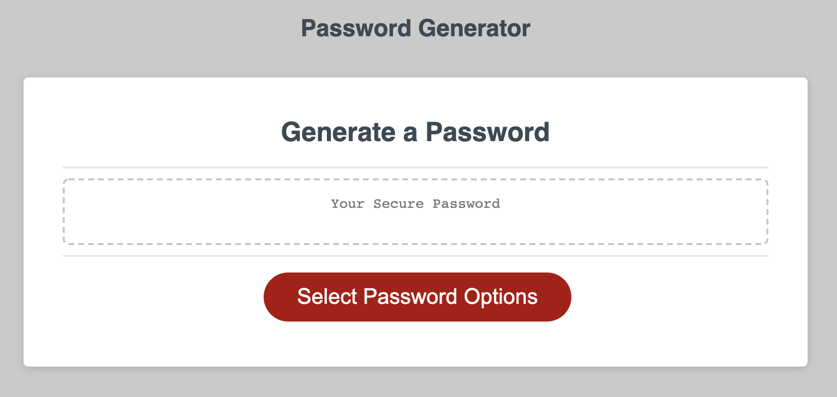 GitHub - ndziewit/passwordgenerator: Week 3 Homework: Random Password Generator