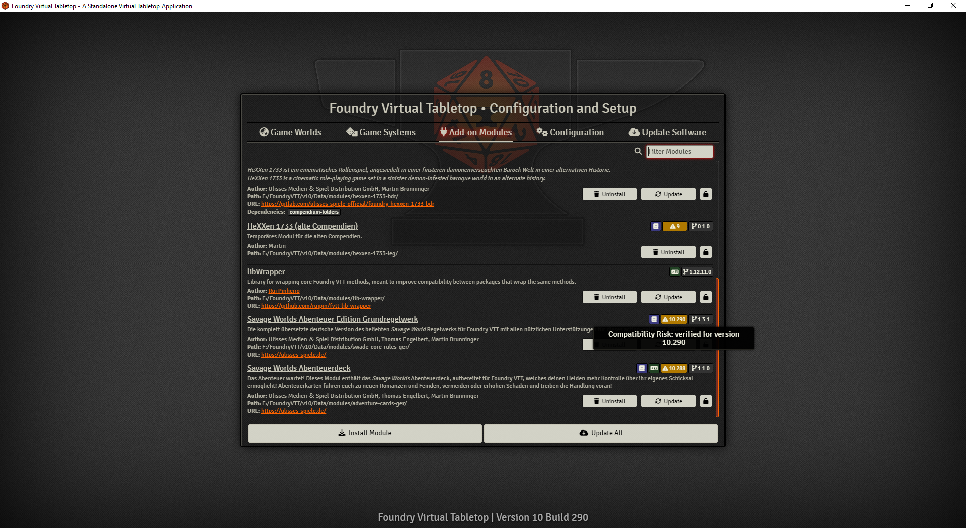 Setup shows a compatibility warning although the version in concern is the actual foundy version ...