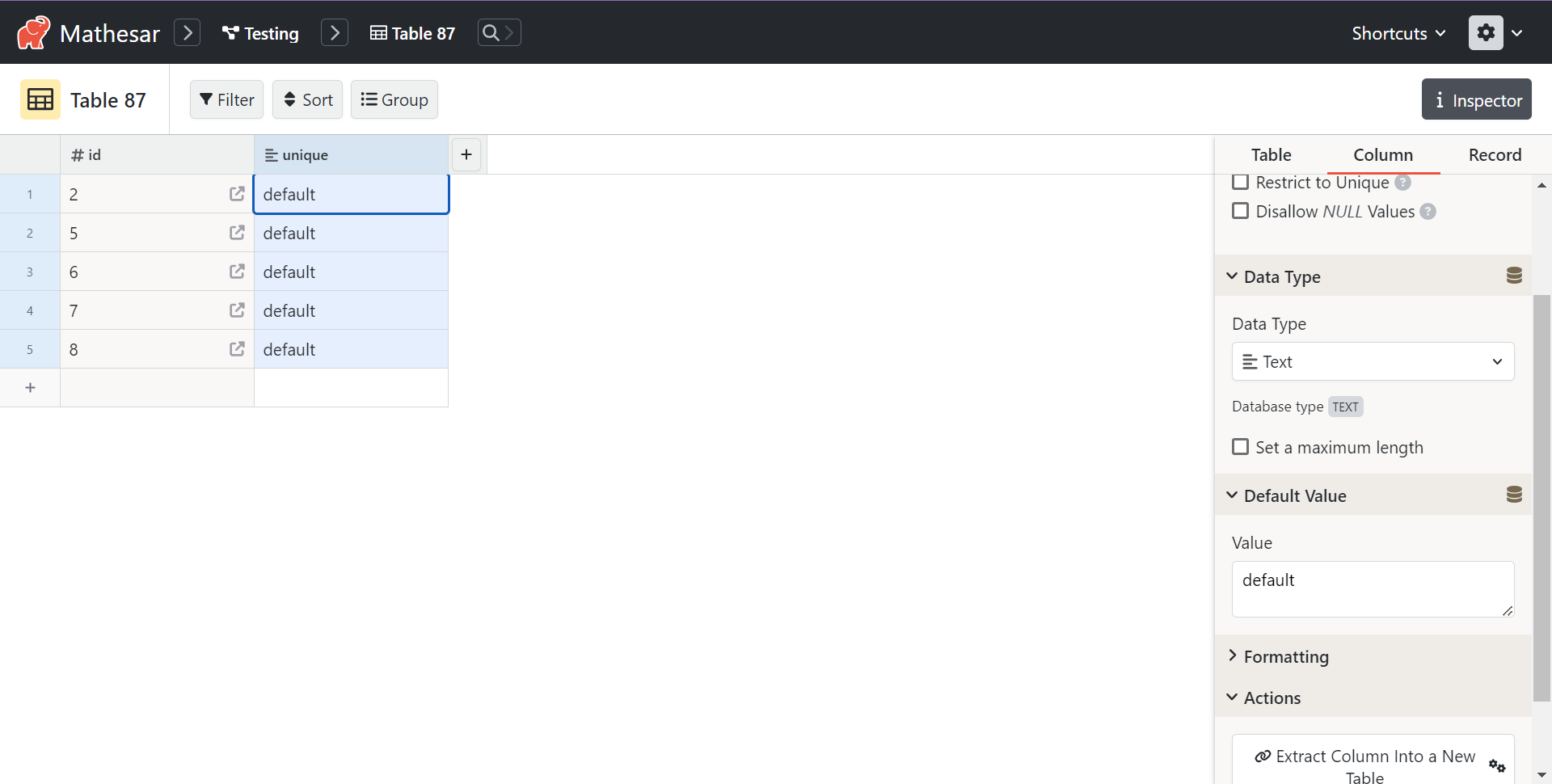 Default value of a column can't be unset · Issue #2835 · mathesar-foundation/mathesar · GitHub