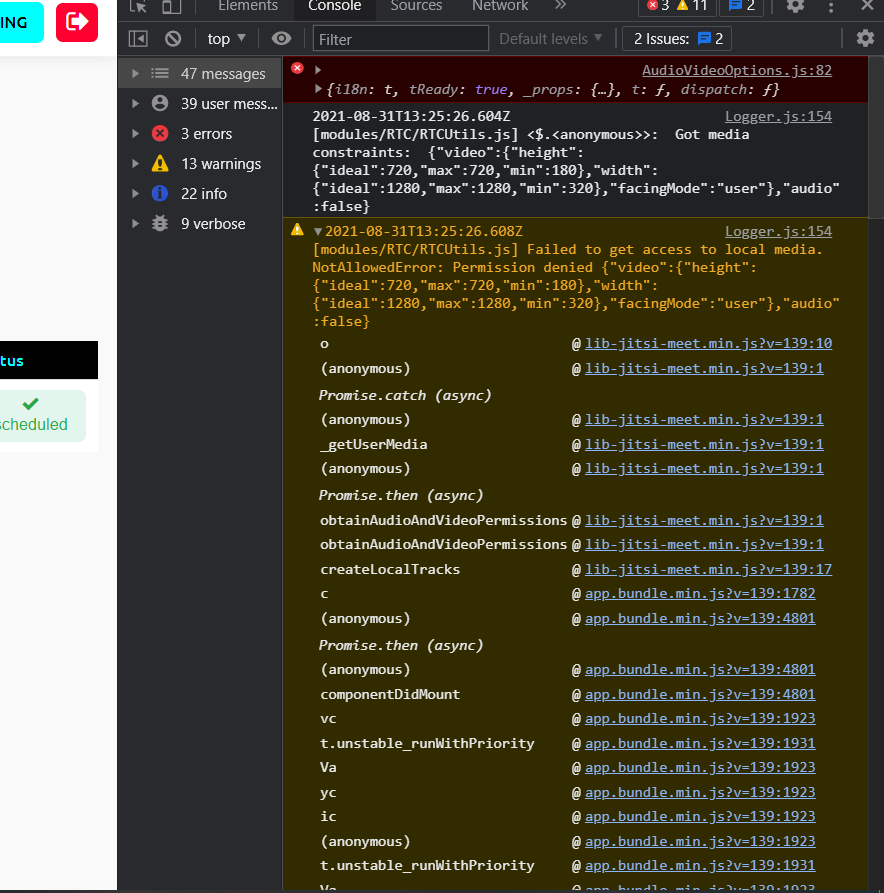 Failed to get access to local media. NotAllowedError: Permission denied · Issue #9834 · jitsi ...