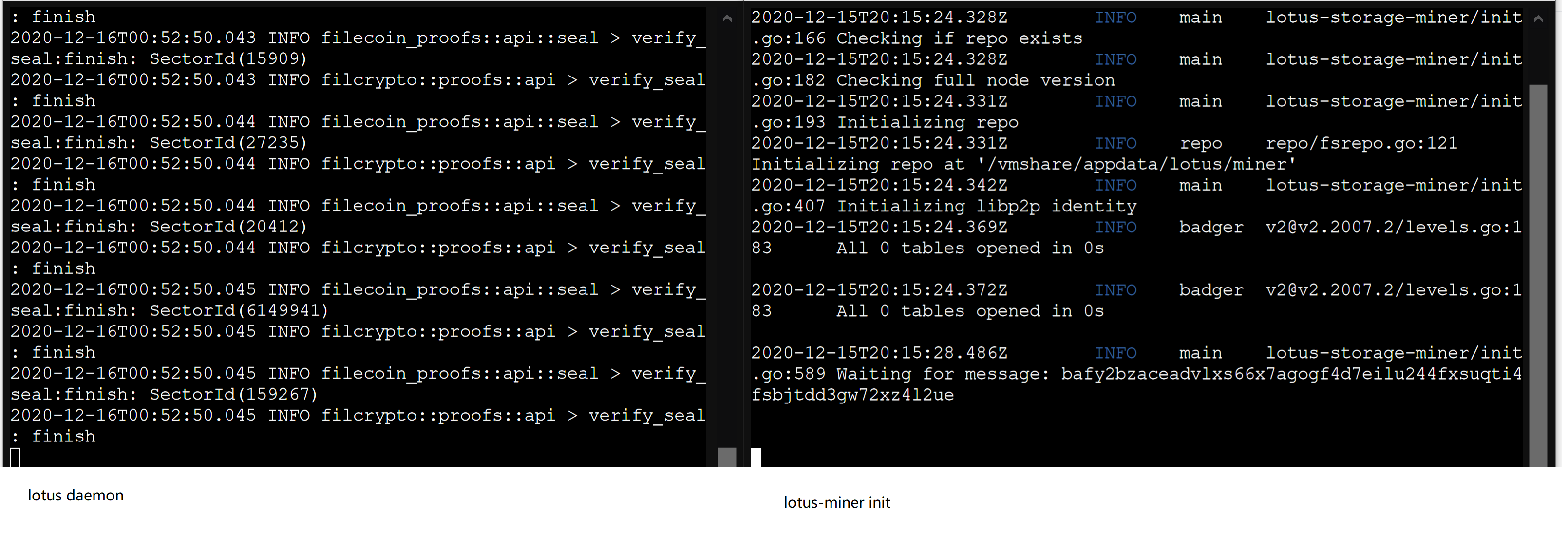 lotus miner init stucked at "Waiting for message" · Issue #5198 · filecoin-project/lotus · GitHub
