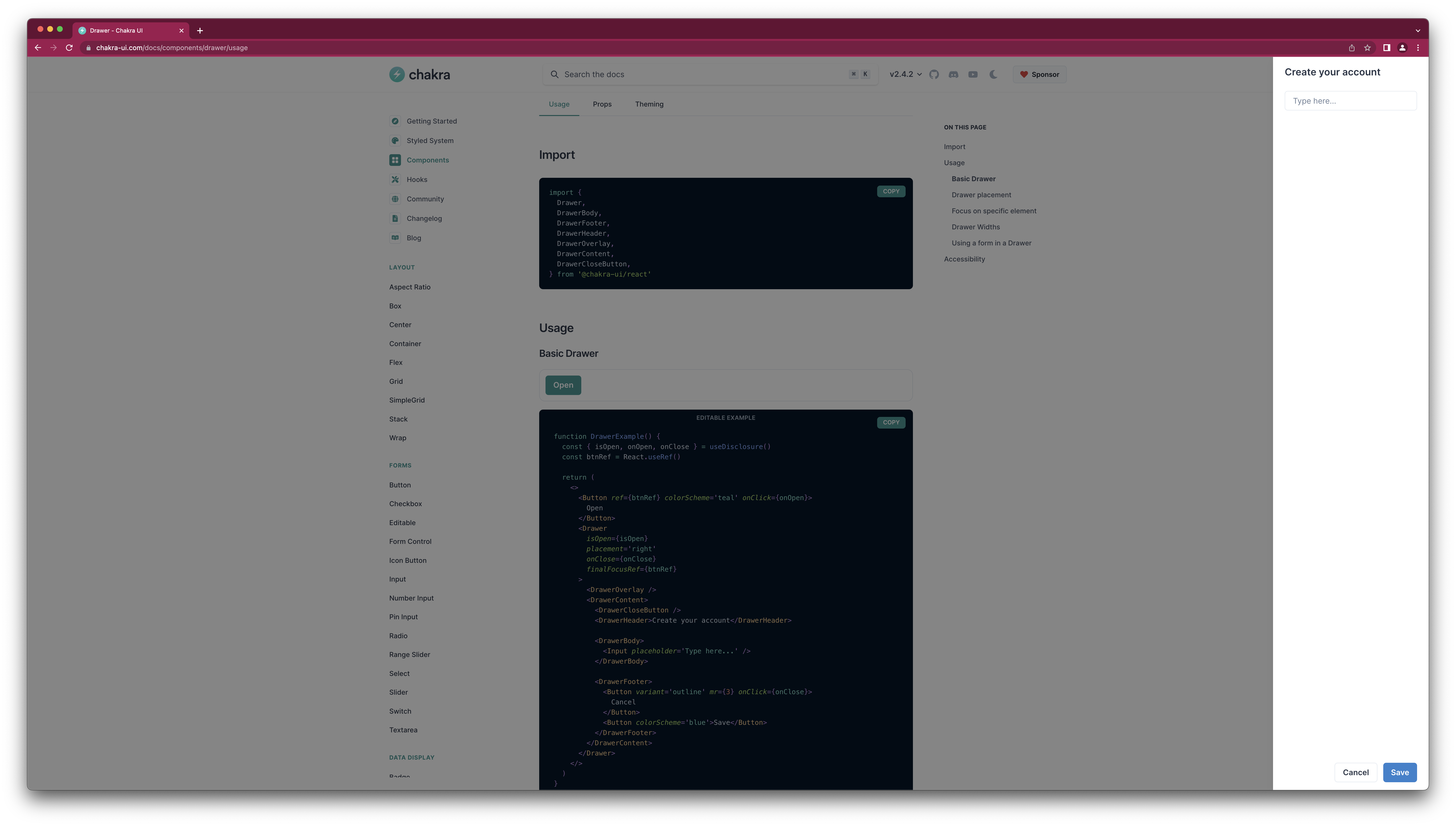 Buttons inside `Drawer` are hidden on big screens using Chrome · Issue #7091 · chakra-ui/chakra ...