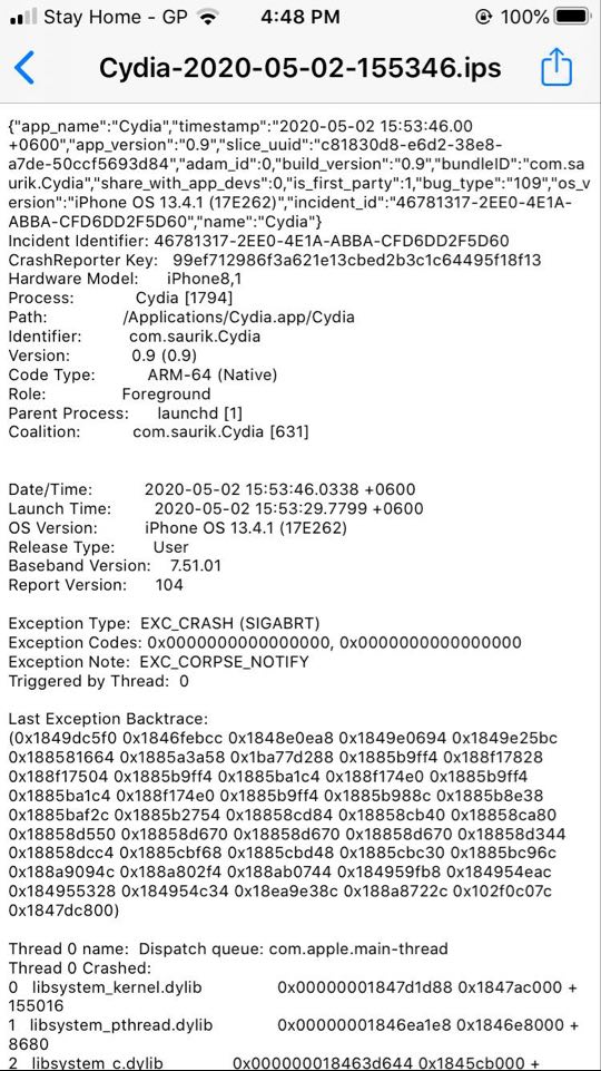 cydia crashes when trying to open any packages. jailbroke ios 13.4.1 checkrain 0.10.1 · Issue ...
