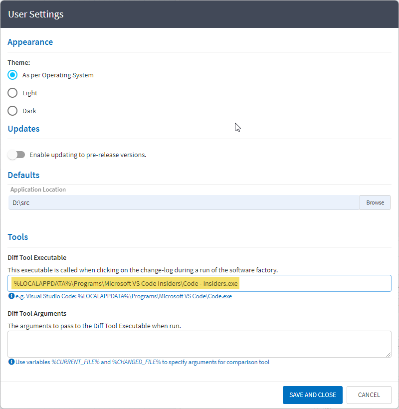 Changing the Diff Tool Executable does not change the diff tool that is launched when reviewing ...