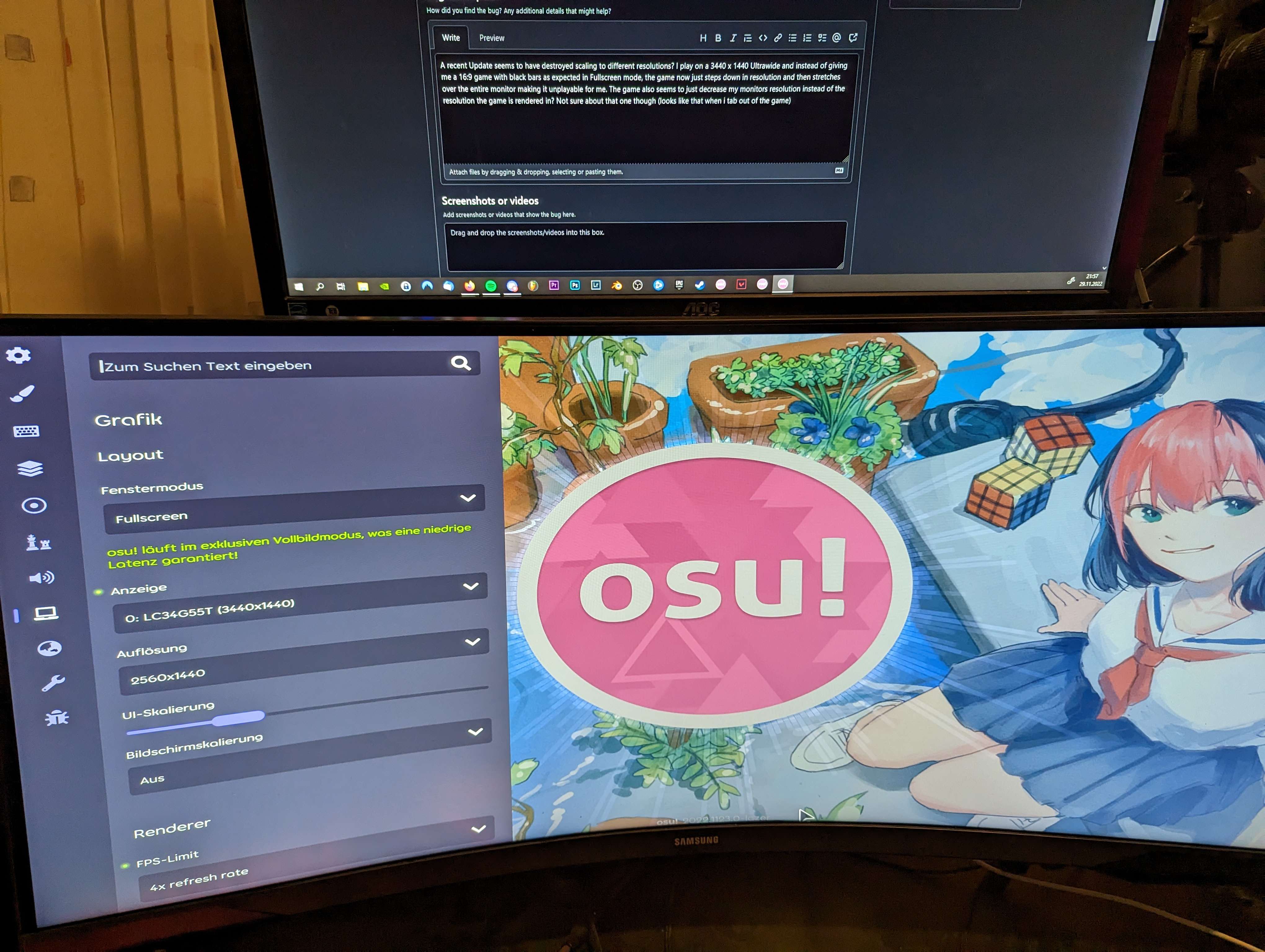 Lazer black bar resolution scaling for Ultrawide users broken/gone? · ppy osu · Discussion ...