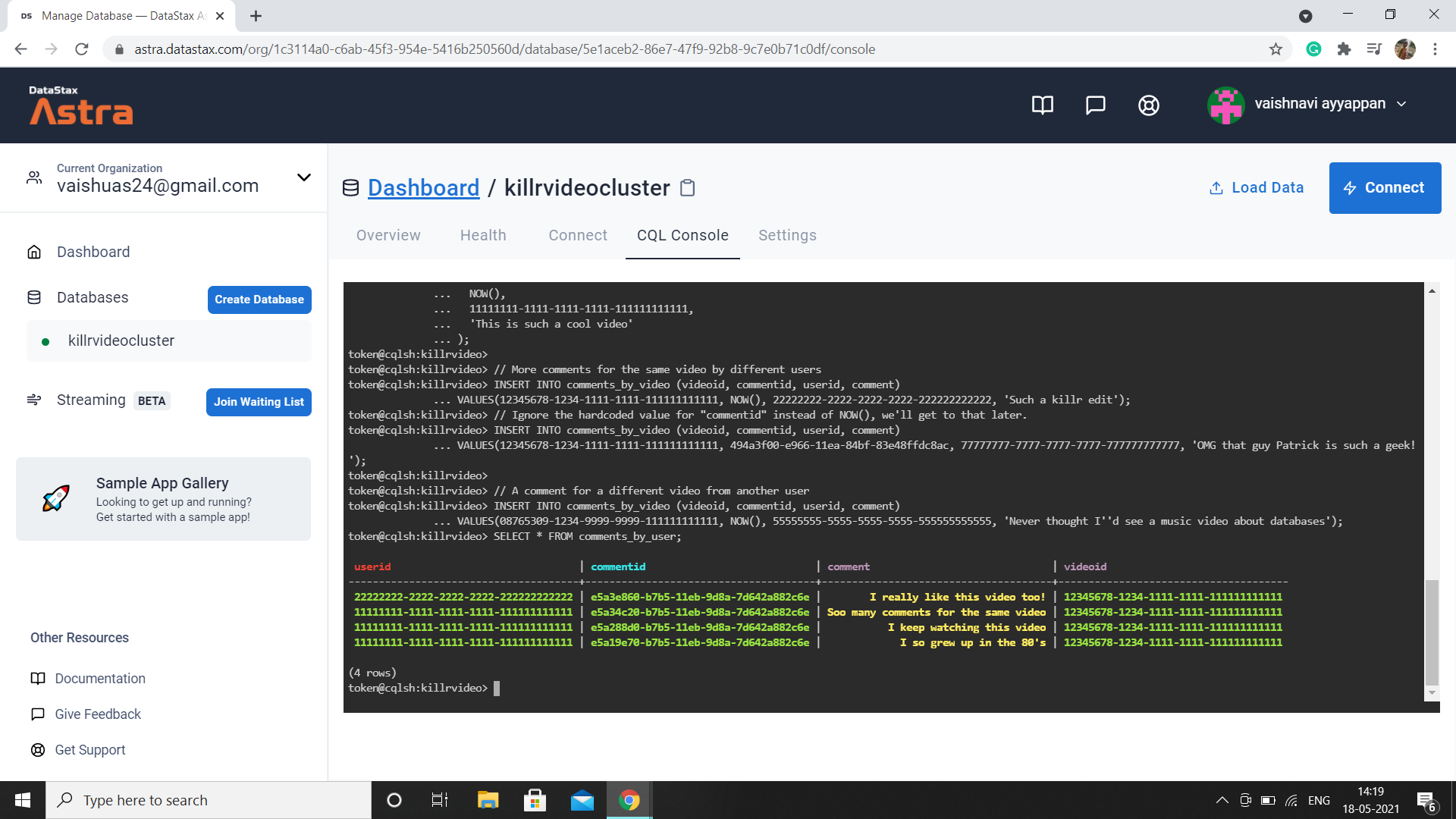 [HW] Vaishnavi A · Issue #127 · datastaxdevs/workshop-intro-to-cassandra · GitHub