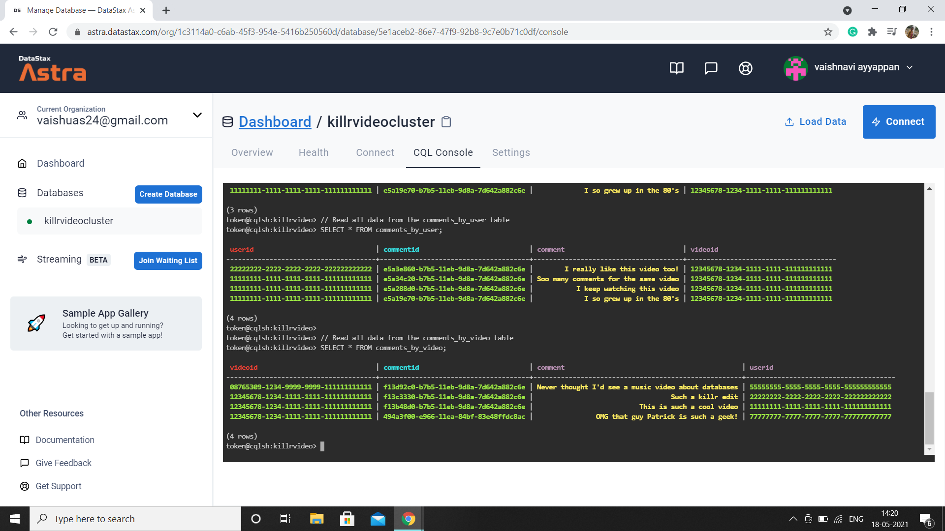 [hw] Vaishnavi A · Issue 127 · Datastaxdevs Workshop Intro To Cassandra · Github