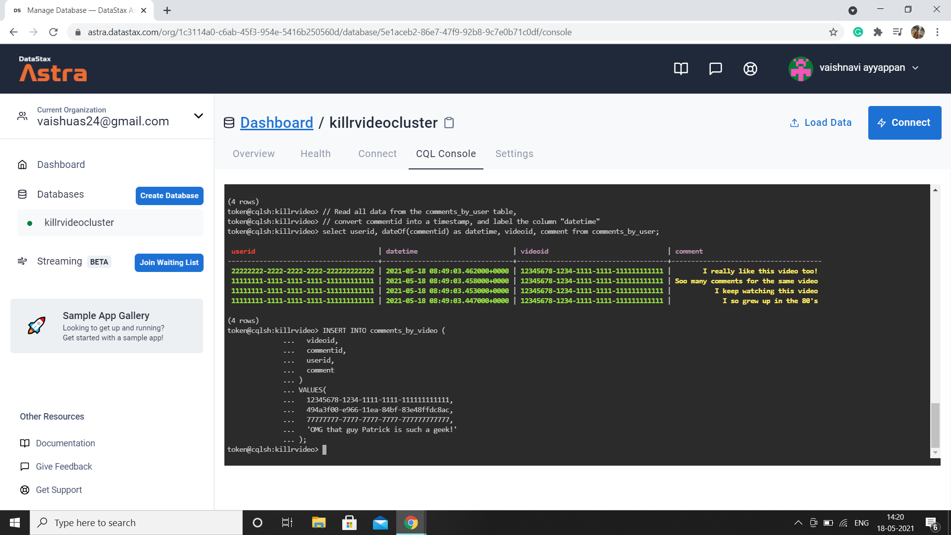 [HW] Vaishnavi A · Issue #127 · datastaxdevs/workshop-intro-to-cassandra · GitHub
