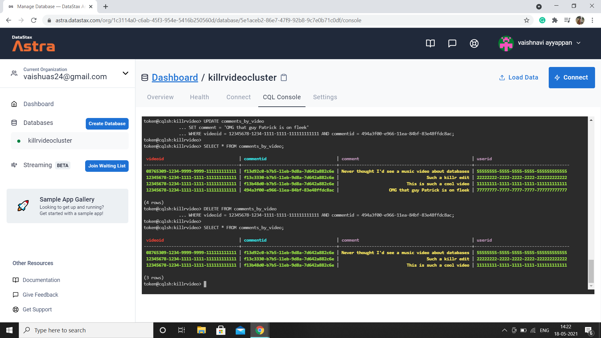 [hw] Vaishnavi A · Issue 127 · Datastaxdevs Workshop Intro To Cassandra · Github