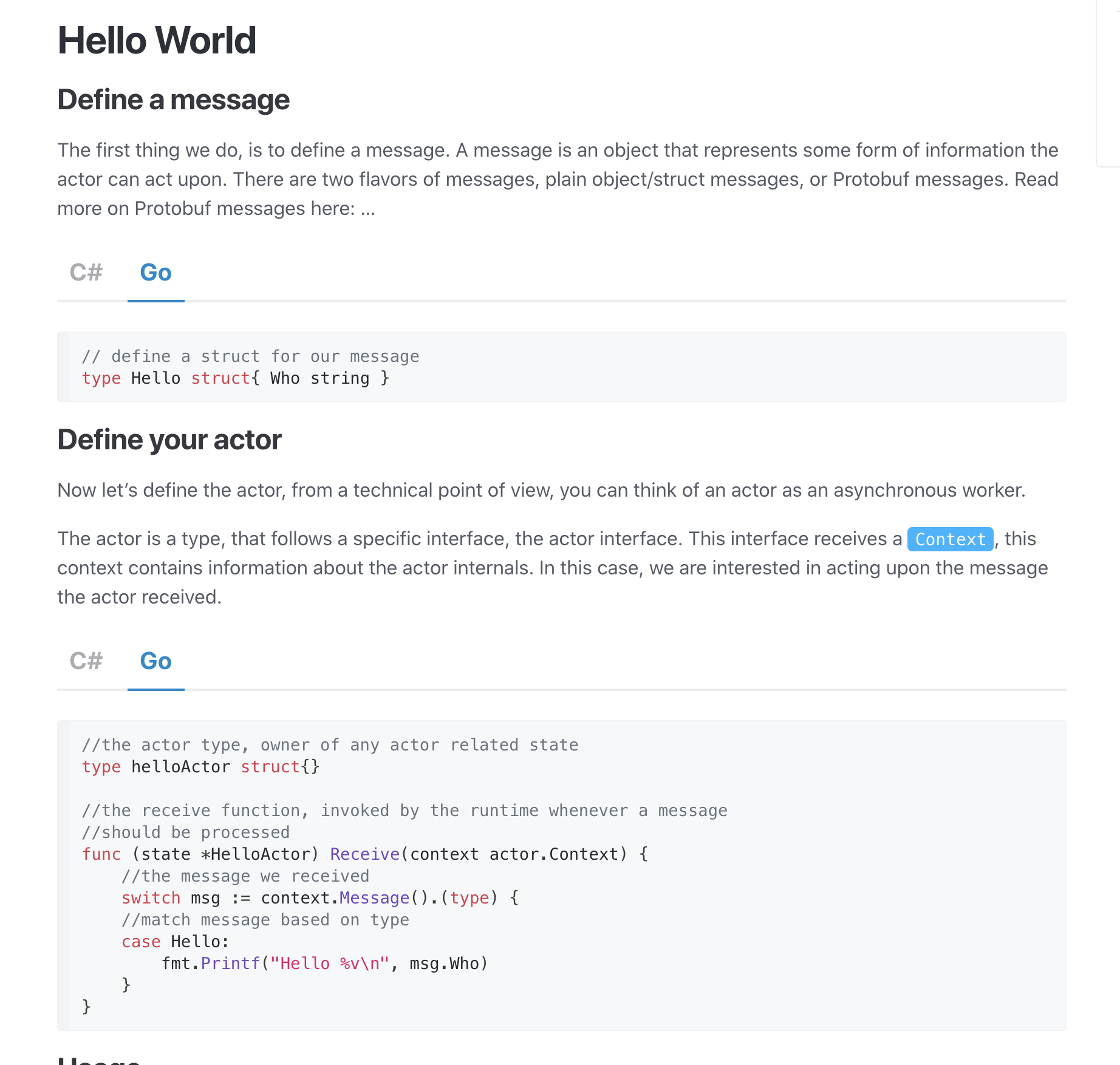 Misssing Documentation · Issue #312 · asynkron/protoactor-go · GitHub