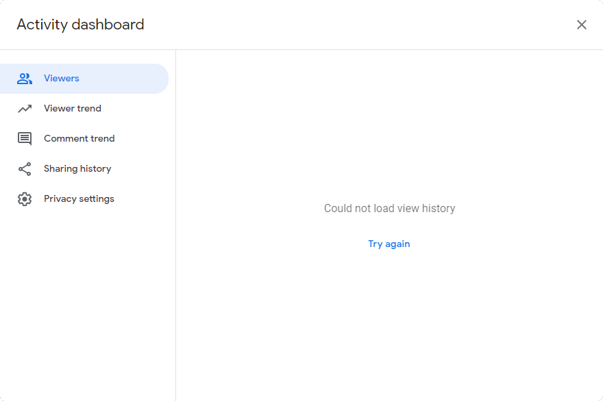 docs.google.com: breakage of "Viewers" and "Viewer trend" on "Activity ...