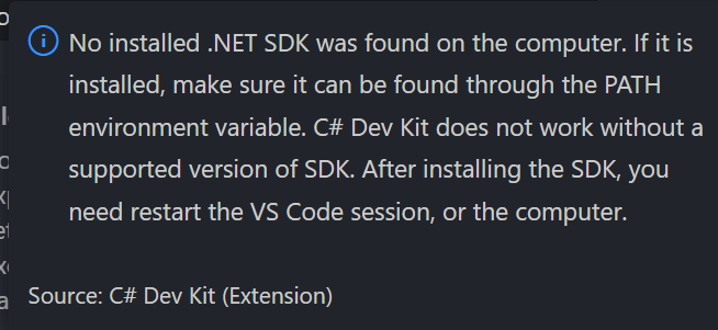 Vs Code Specifically C Dev Kit Is Not Detecting The Installed Dotnet Sdks · Issue 1239